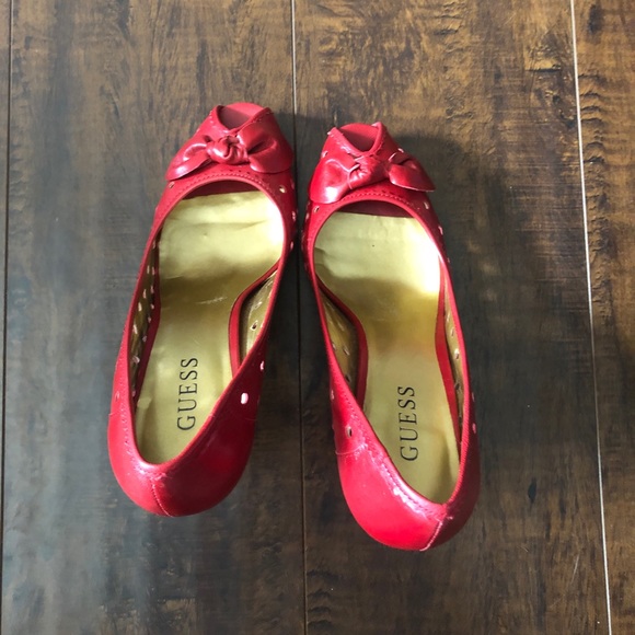 Guess | Shoes | Guess Peep Toe Pump In Red | Poshmark